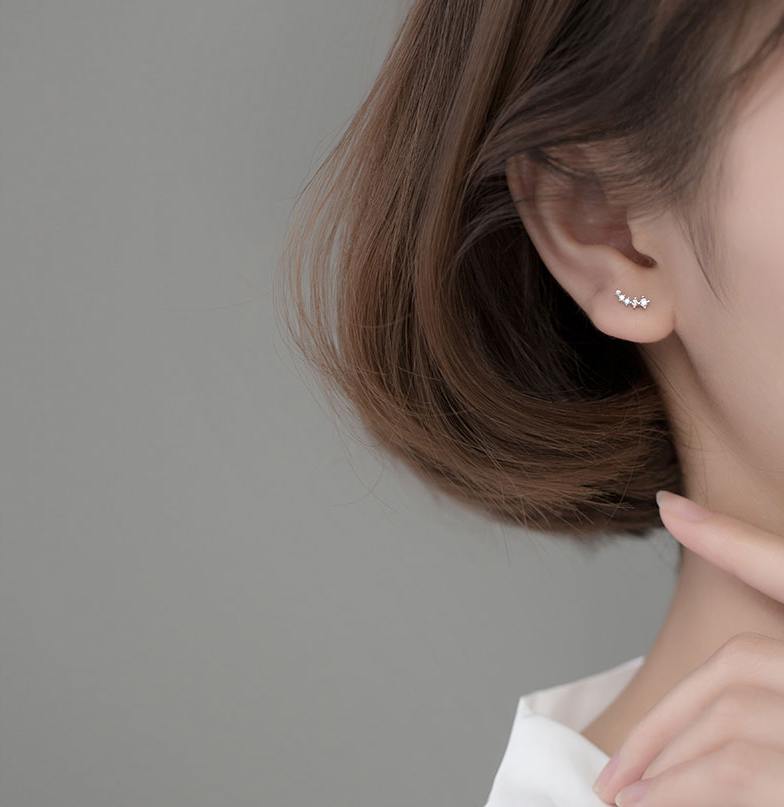 Sterling Silver Post Ear Vine Bar Sweep Up Ear Pin Stud Earrings Gift ...