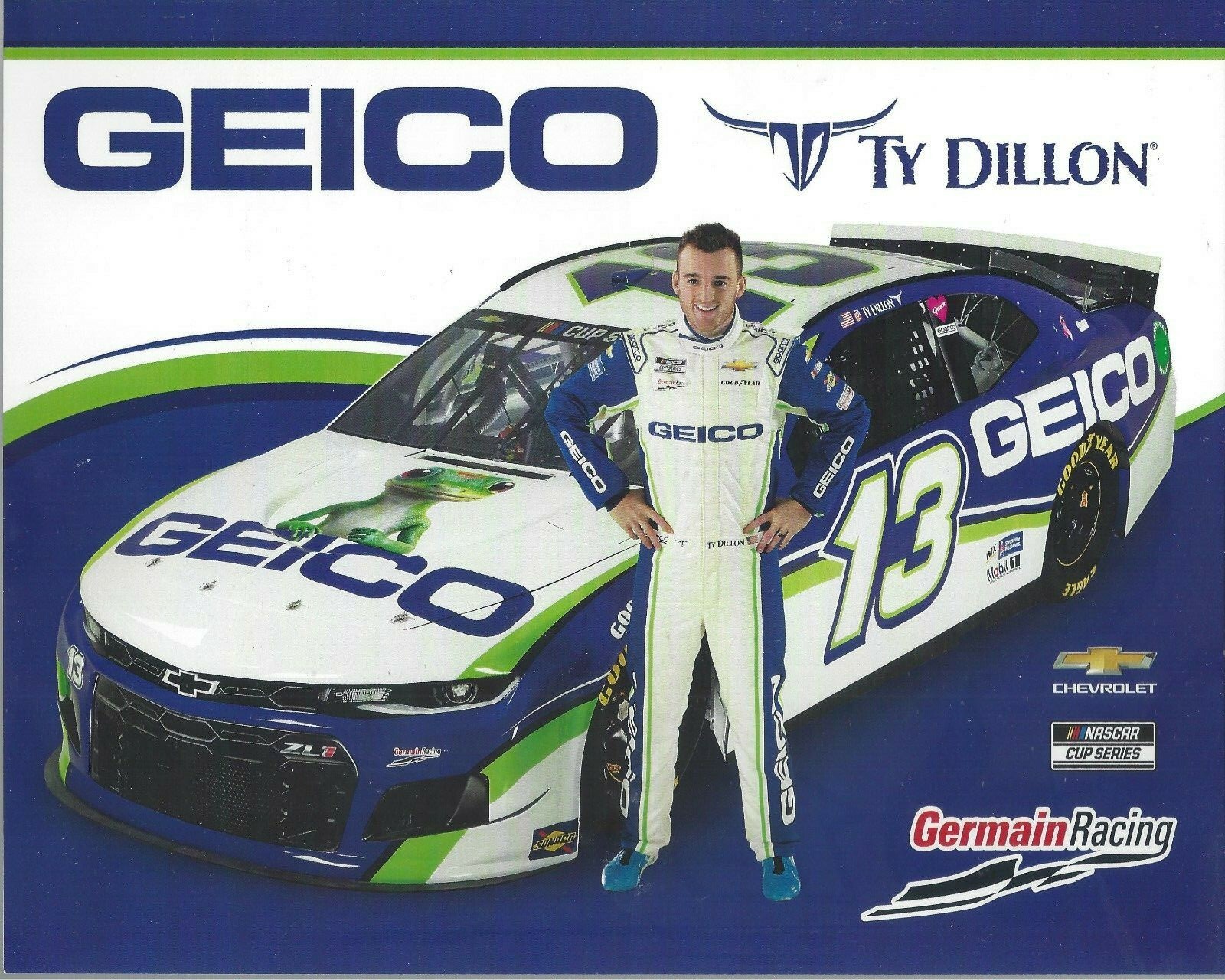 2020 TY DILLON "GEICO GERMAIN RACING" #13 NASCAR CUP SERIES POSTCARD | eBay
