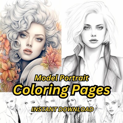Model Portrait Coloring Book Pages for adults kids, coloring pages ...