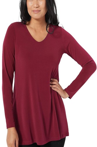 Susan Graver Modern Essentials Liquid Knit Tunic Deep Raspberry | eBay