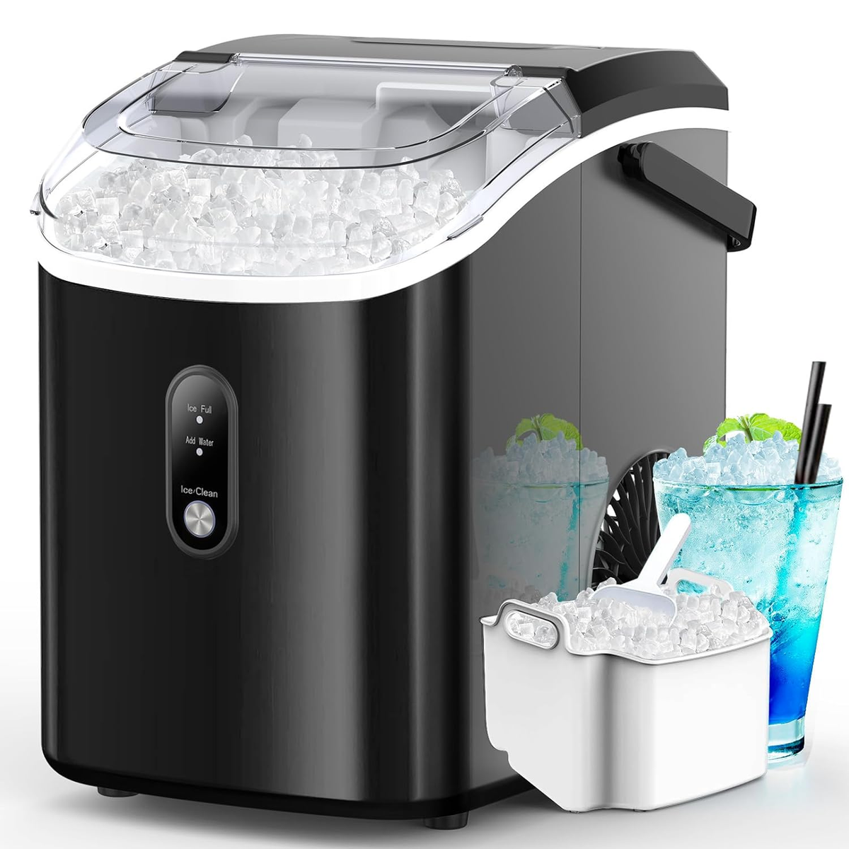 Crushed Ice Maker Portable Nugget Ice Maker Countertop, 33Lbs/24H With