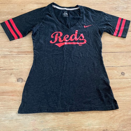 Nike Cincinnati Reds Womens V Neck Athletic T Shirt Size S Fitted ...