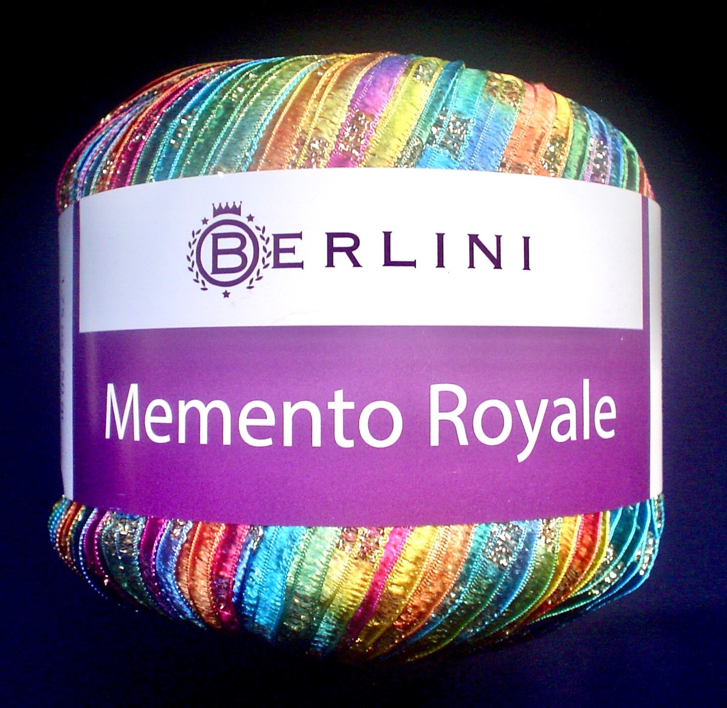 Berlini MEMENTO ROYALE Yarn #153 BON BON Ribbon With GOLD SPARKLE 50 ...