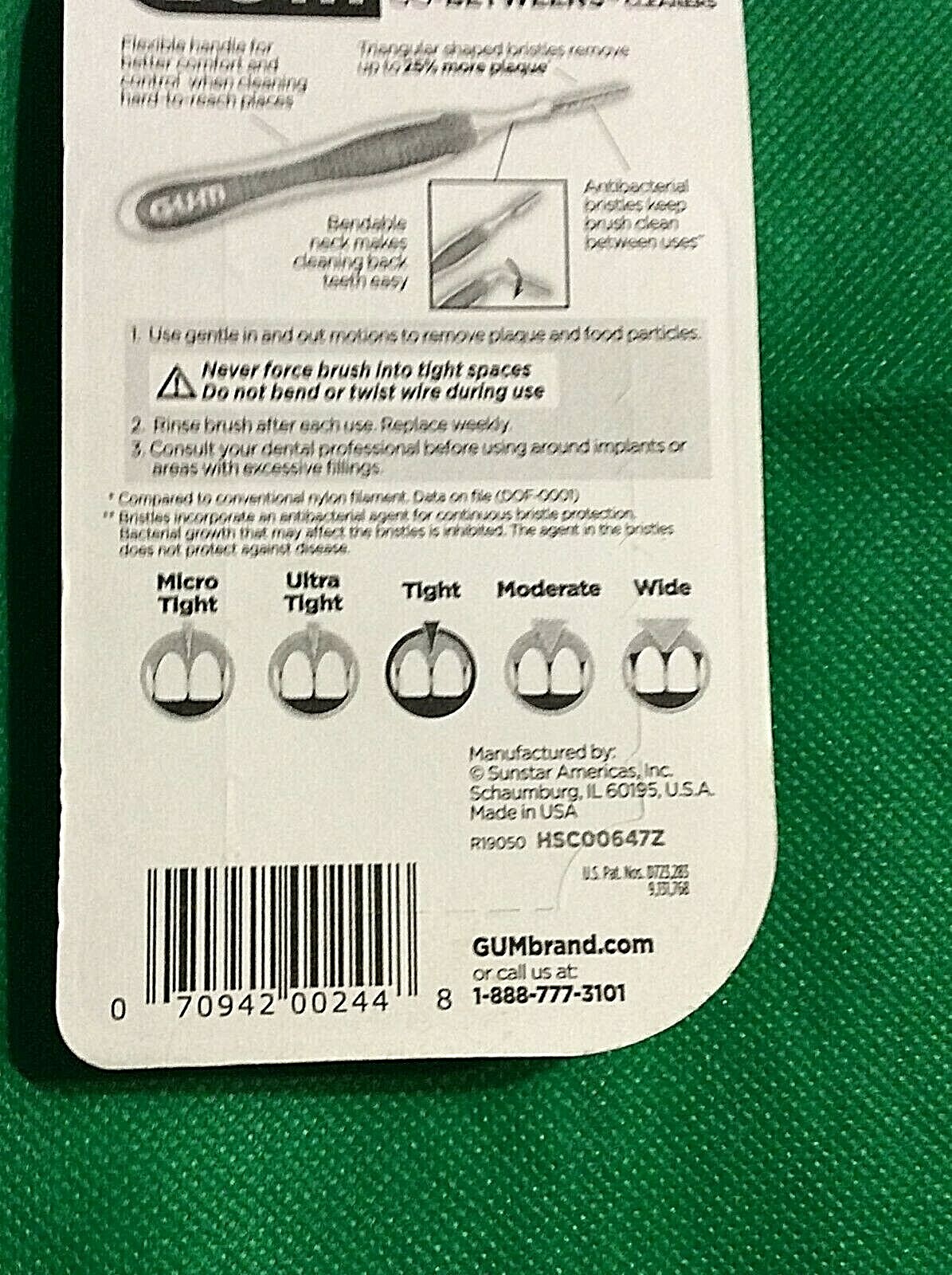 Sunstar GUM Go-betweens Proxabrush Ultra Tight Cleaners - Green (10 ...