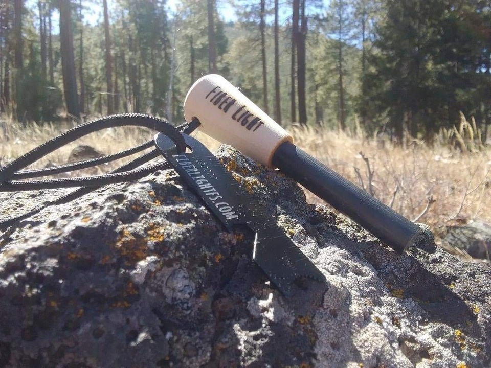 Ferro Rod Fire Starter, Fire Steel Striker with Wood Handle and Lanyard ...