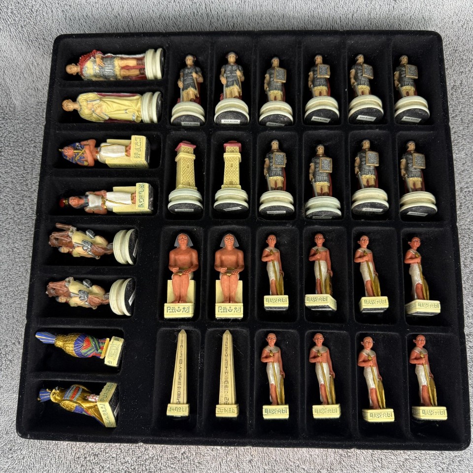 The Chessmen Hand Painted Egyptian vs. Romans Chess Set Figures Pieces ...
