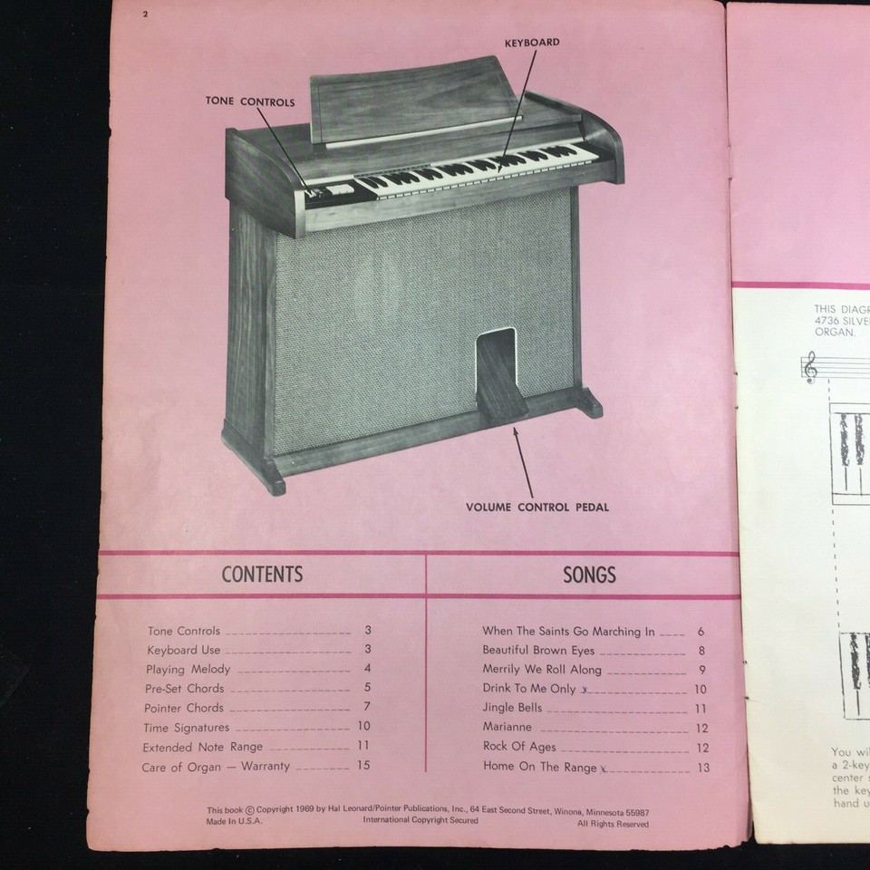 1969 SEARS SILVERTONE ELECTRONIC ORGAN MODEL 4736 MUSIC BOOK | eBay