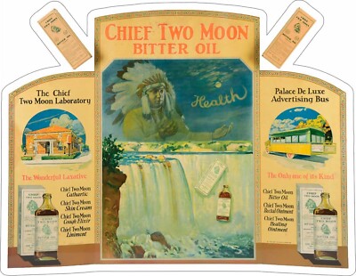 Chief Two Moon Bitter Oil Laser Cut Metal Advertising Sign | eBay