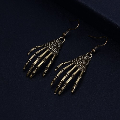 Vintage Skeleton Hand Earrings Gothic Halloween Dangle Ear Jewelry ...