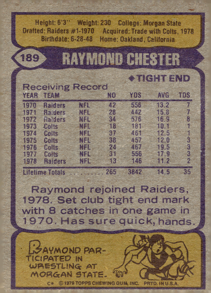 1979 Topps - #189 Raymond Chester Raiders | eBay