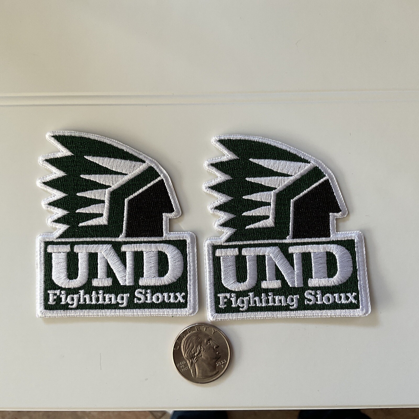 (2) UND University of North Dakota Fighting Sioux iron on embroidered ...