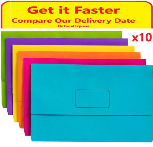 10 x Assorted Marbig Slimpick Foolscap Document Wallet File Folder ...