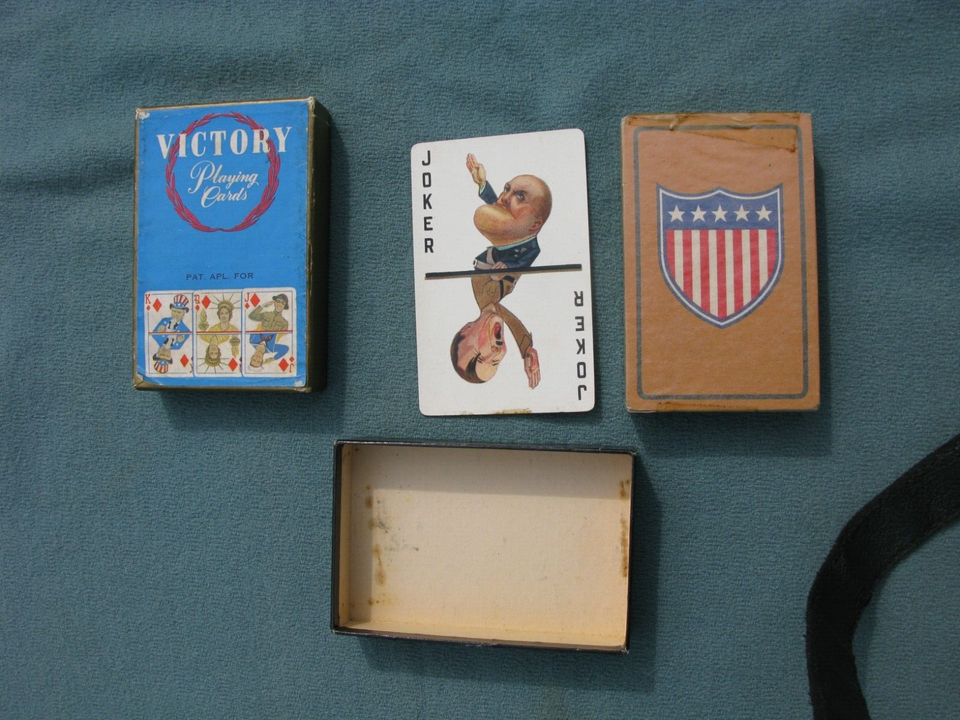 Victory Playing Cards WW2 Arrco Hitler Mussolini Military Vintage Rare ...