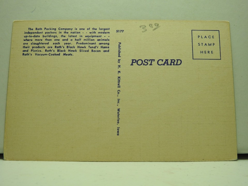 Linen Postcard Rath Packing Company Waterloo Iowa Pub: H K Kittrel Co ...