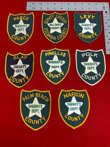 VTG/OBSOLETE "FLORIDA POLICE/SHERIFF" SEW-ON PATCHES (OLD CHEESE CLOTH ...