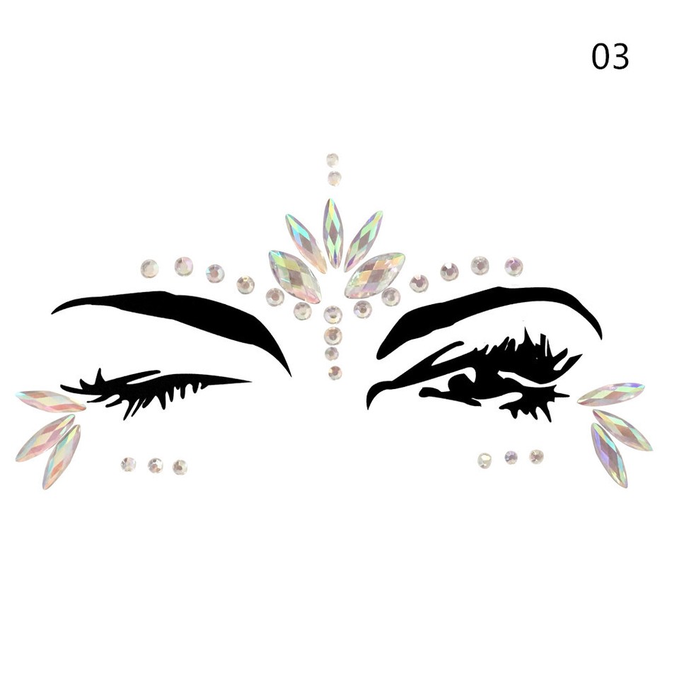 Face Crystal Sticker Eye Crafted Body Jewels Festival Temporary Tattoo ...
