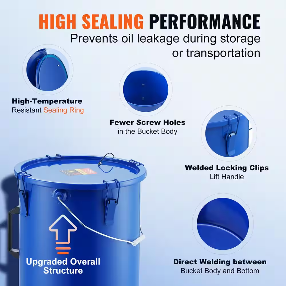 Fryer Grease Bucket 6 Gal Oil Disposal Caddy Carbon Steel Fryer Oil ...