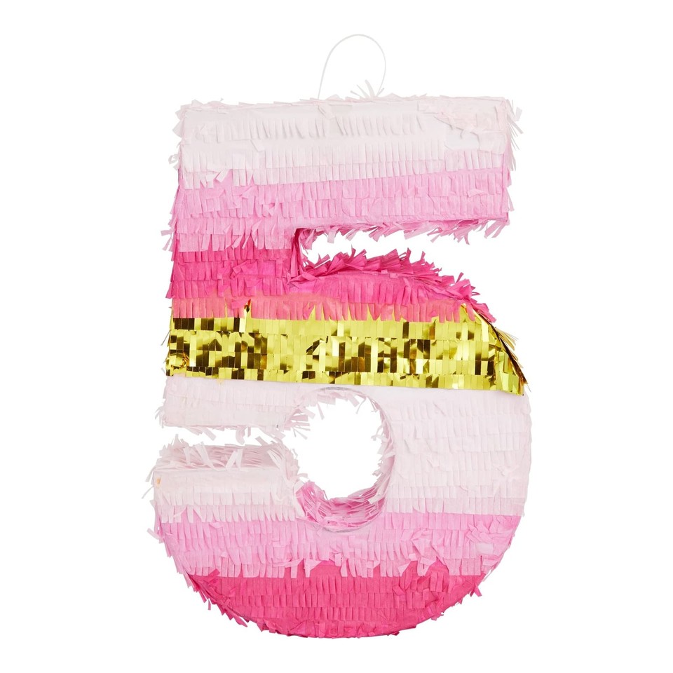 Number 5 Pinata Pink Gold Foil 16.5"x11.6" Birthday Party Decor Girls ...