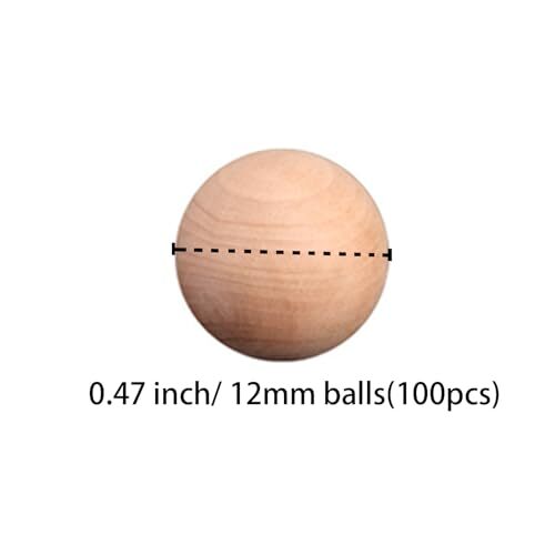 100 PCS Wooden Balls 12MM Small Round Wooden Balls, Unfinished Natural ...