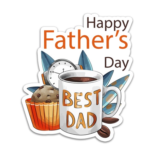 Happy Father S Day Sticker Best Dad Bumper Sticker, Vinyl Decal, Size 5 ...