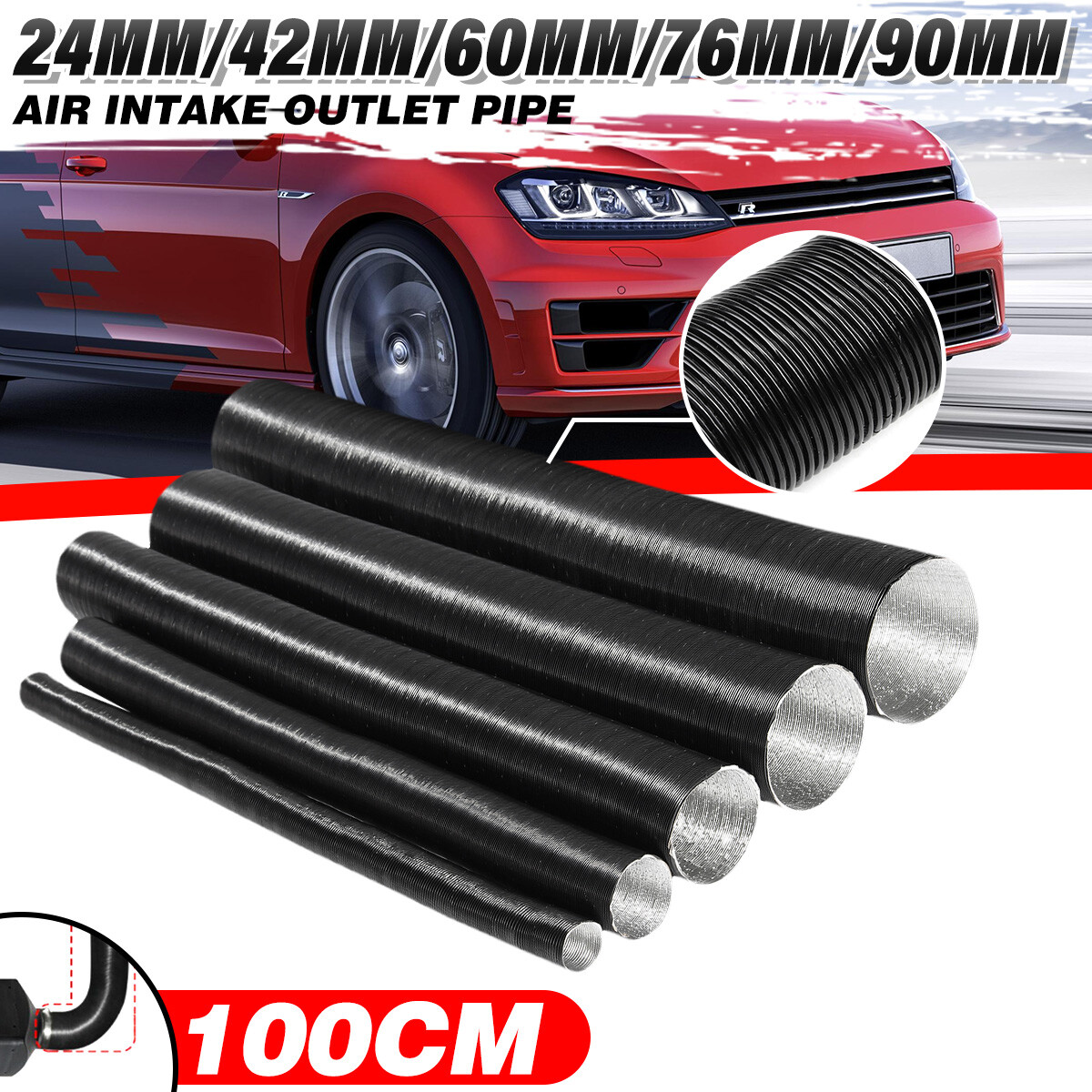 42mm 60mm 76mm 90mm Duct Pipe For Air Diesel Parking Heater Conditioner ...