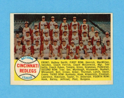 1958 Topps #428 Cincinnati Redlegs Team Alpha Variation Baseball Card ...