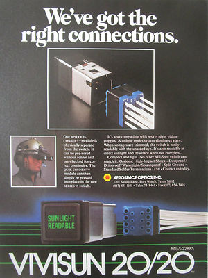 1988-1989 PUB VIVISUN 20/20 SWITCHES SWITCH NIGHT VISION GOGGLES PILOT ...