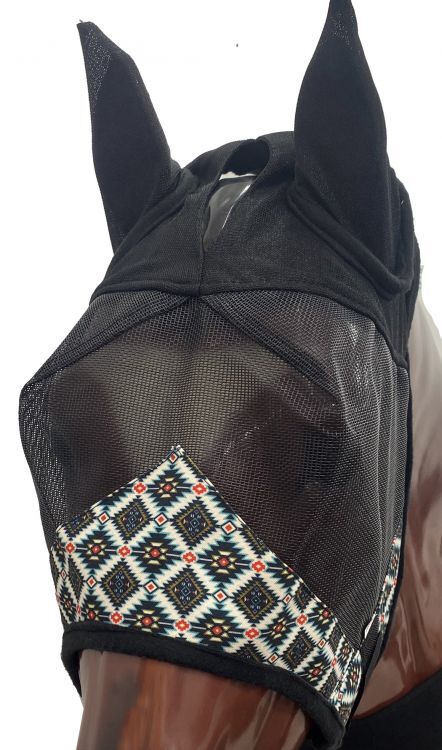 Showman Blue & Orange Aztec Print Fly Mask w/ Ears | eBay