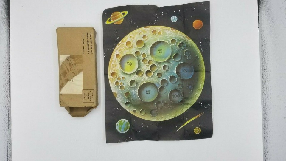1950's MOON ROCKET WITH LAUNCHER PREMIUM INCOMPLETE MOON TARGET MAP ...
