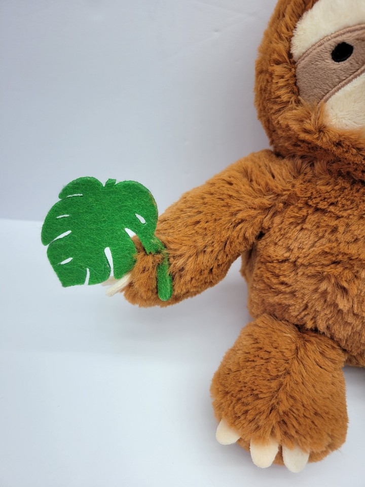 Frankford Three Toed Sloth Stuffed Animal w/ Green Leaf 8 in Plush Toy ...