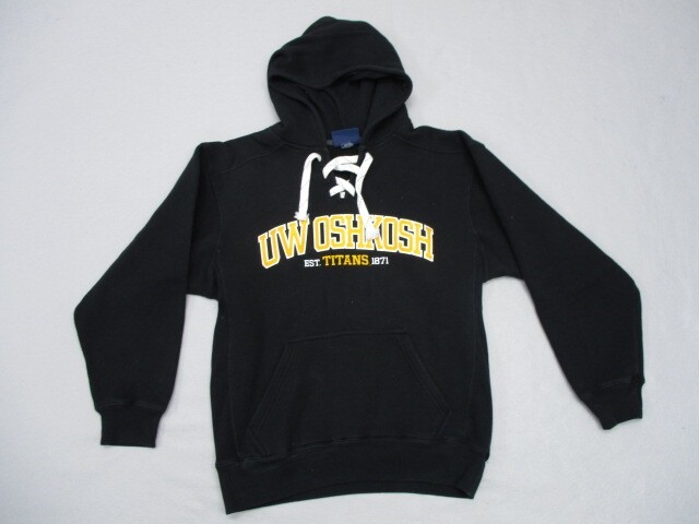 UW-Oshkosh Titans Mens Hoodie Sz S Lace Neck Hooded Sweatshirt Black ...