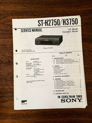 Sony ST-H2750 ST-H3750 Tuner Service Manual *Original* | eBay