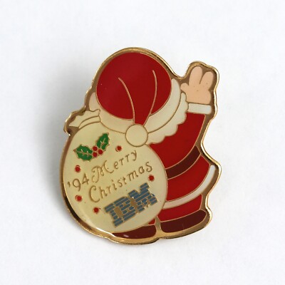 Vintage IBM Computer XMAS Santa ‘Merry Christmas’ 1994 Lapel Tie Pin ...