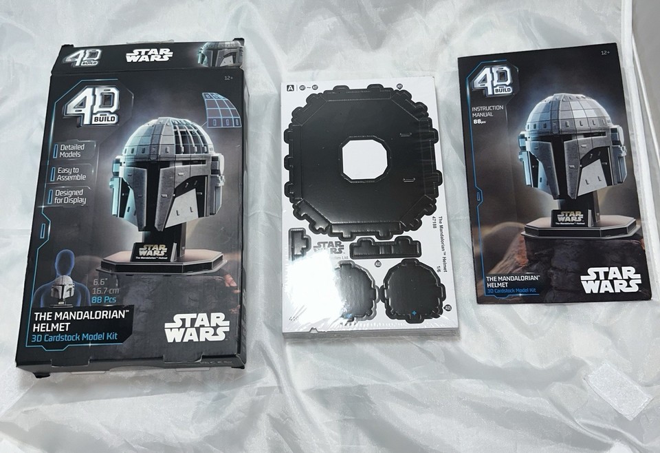 4D Build Star Wars Mandalorian Helmet 3D Cardstock Model Kit 88 Pcs ...