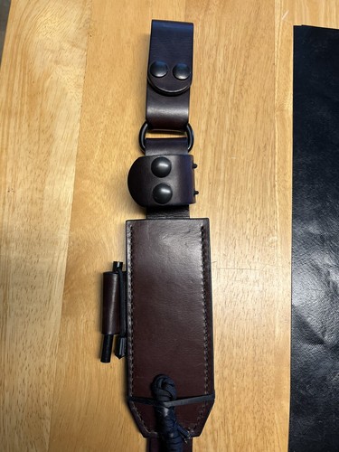 esee 6 Sheath Custom Handmade Heavy Leather Sheath w/h fire starter | eBay