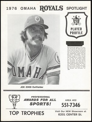 1976 Top Trophies OMAHA ROYALS (American Association) -JOE ZDEB | eBay