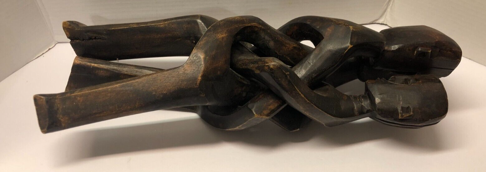 African Unity Hand Carved Wooden Bowl Holder Three Heads ~15” ethnic | eBay