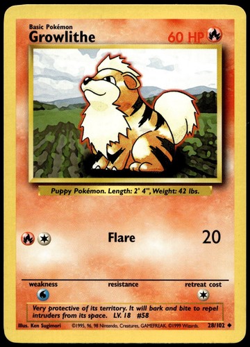 Growlithe #28 Pokemon Base Set | Pokémon TCG Bulk | Random Condition ...