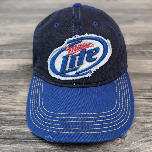 Miller Lite Beer Baseball Cap Hat Blue Adjustable Hook And Loop Adult ...