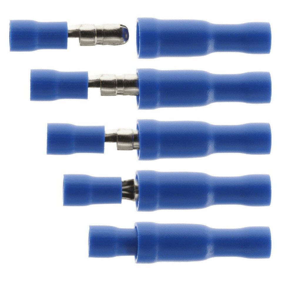 50/200x Blue Male Female Insulated Bullet Connector 16-14AWG Wire Crimp ...