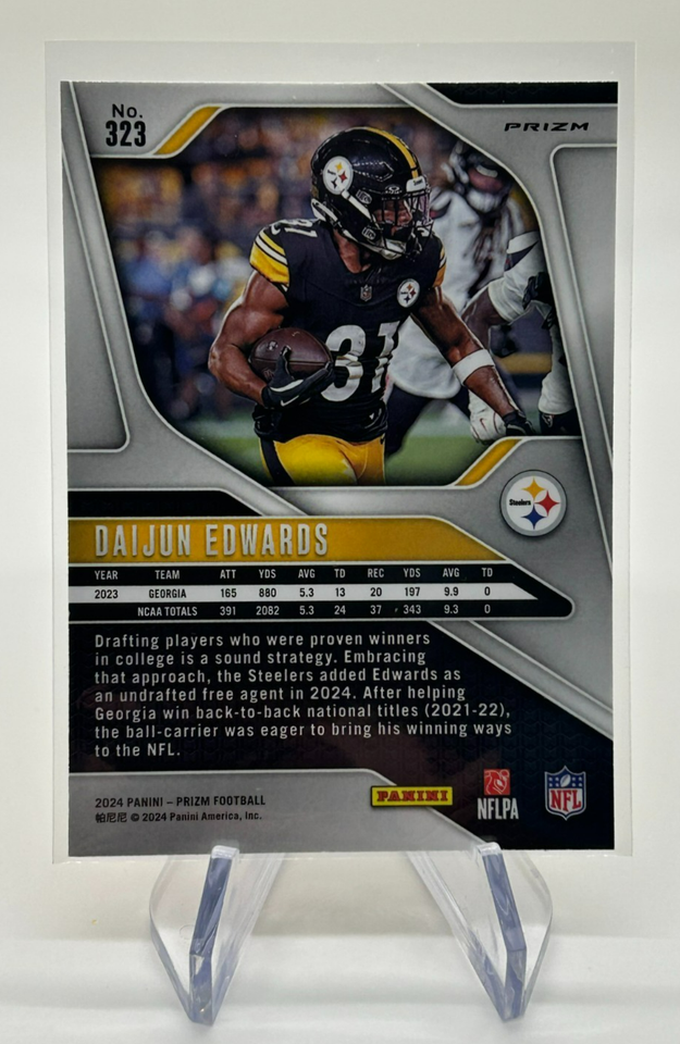 2024 Panini Prizm Daijun Edwards Orange Lazer Prizm #323 Pittsburgh ...