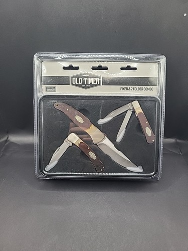 Old Timer COMBO 1 Fixed & Two Folding Knives Stainless Blades New | eBay