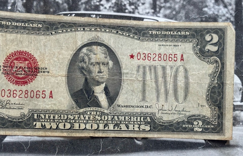 Two Dollar bill 1928 USA Genuine United states Note 2 Dollars Star ...