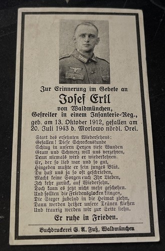 Ww2 German Death Card 1943 | eBay