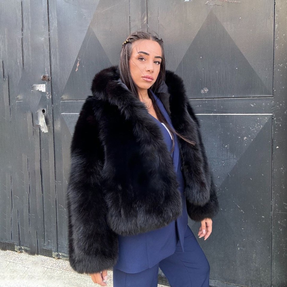 Luxury Women Whole Skin Real Fox Fur Hood Coat Winter Thick Natural Fur ...