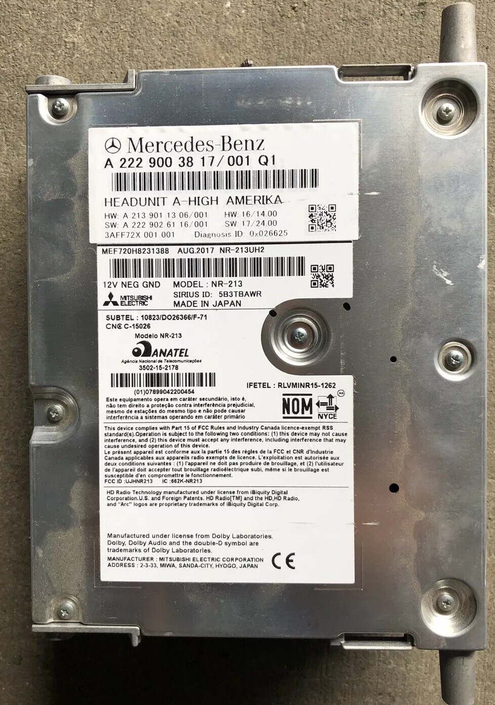 2018 Mercedes S550 S63 E300 E400 Command Unit Head Radio 2229003817 ...