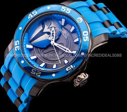 Invicta Mens STAR WARS BO KATAN Blue Gun Metal Dial Ltd Ed 48mm Strap ...