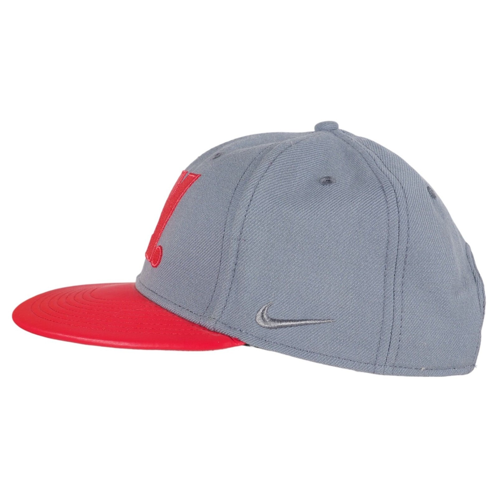 Nike True "Fly" Wool / Faux Leather Snapback Hat Grey / Red OS | eBay