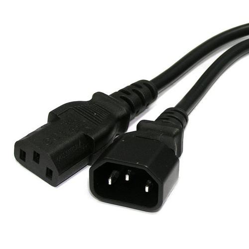 1m Power Extension Cable IEC Kettle Male to Female UPS Lead C13 - C14 ...