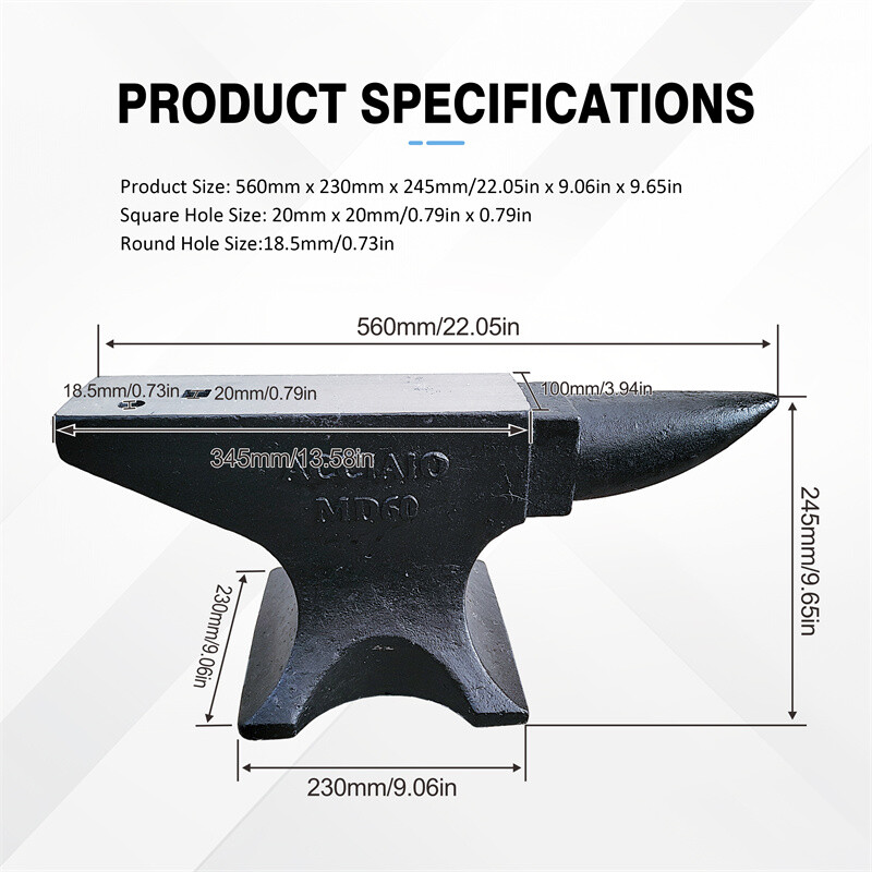 132 lb Steel Anvil Blacksmith Forged Steel 60kg Heat Treated Long Round ...